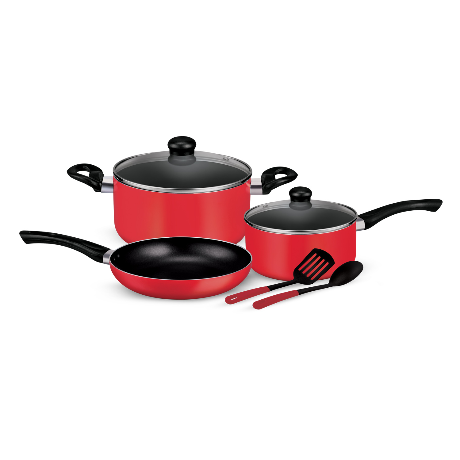 7pcs Red Ceramic Cookware