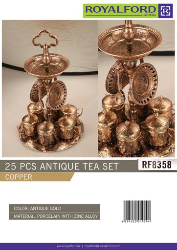 Buy Royalford 25 Pieces Antique Cooper Tea Set - High-Quality Glass For ...
