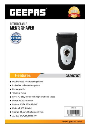Buy Geepas Men'S Electric Foil Shaver - Mini Travel Rechargeable ...