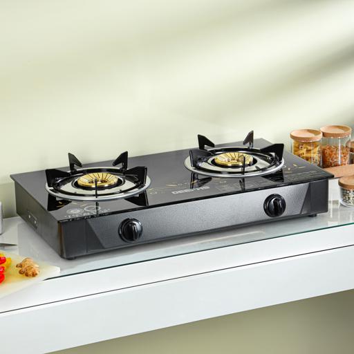 Geepas 2-Burner Gas Hob - Attractive Design, Tempered Glass Worktop ...