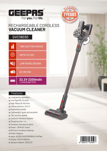 Rechargeable Cordless Vacuum Cleaner, GVC19030 | Powerful Suction ...