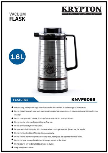 Buy Krypton 1.6L Glass Vacuum Flask, Vacuum Flask - Insulated Flask ...