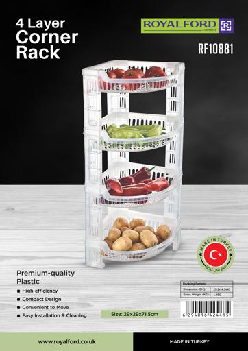 Royalford 4 Layer Transparent Corner Rack