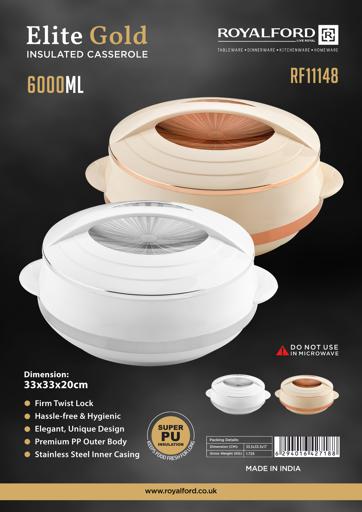 Elite Gold Insulated Casserole, Firm Twist Lock, RF11148 | Strong ...